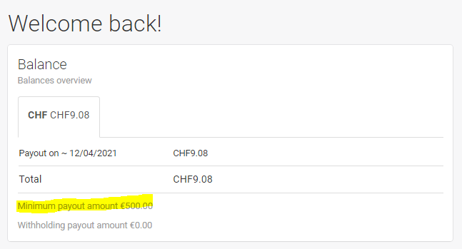 Set a minimum payout amount - Payyo Support